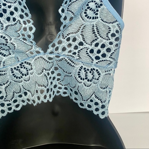 Intimates & Sleepwear | Nwot Baby Blue Lacy Halter Style Bralette Size ...